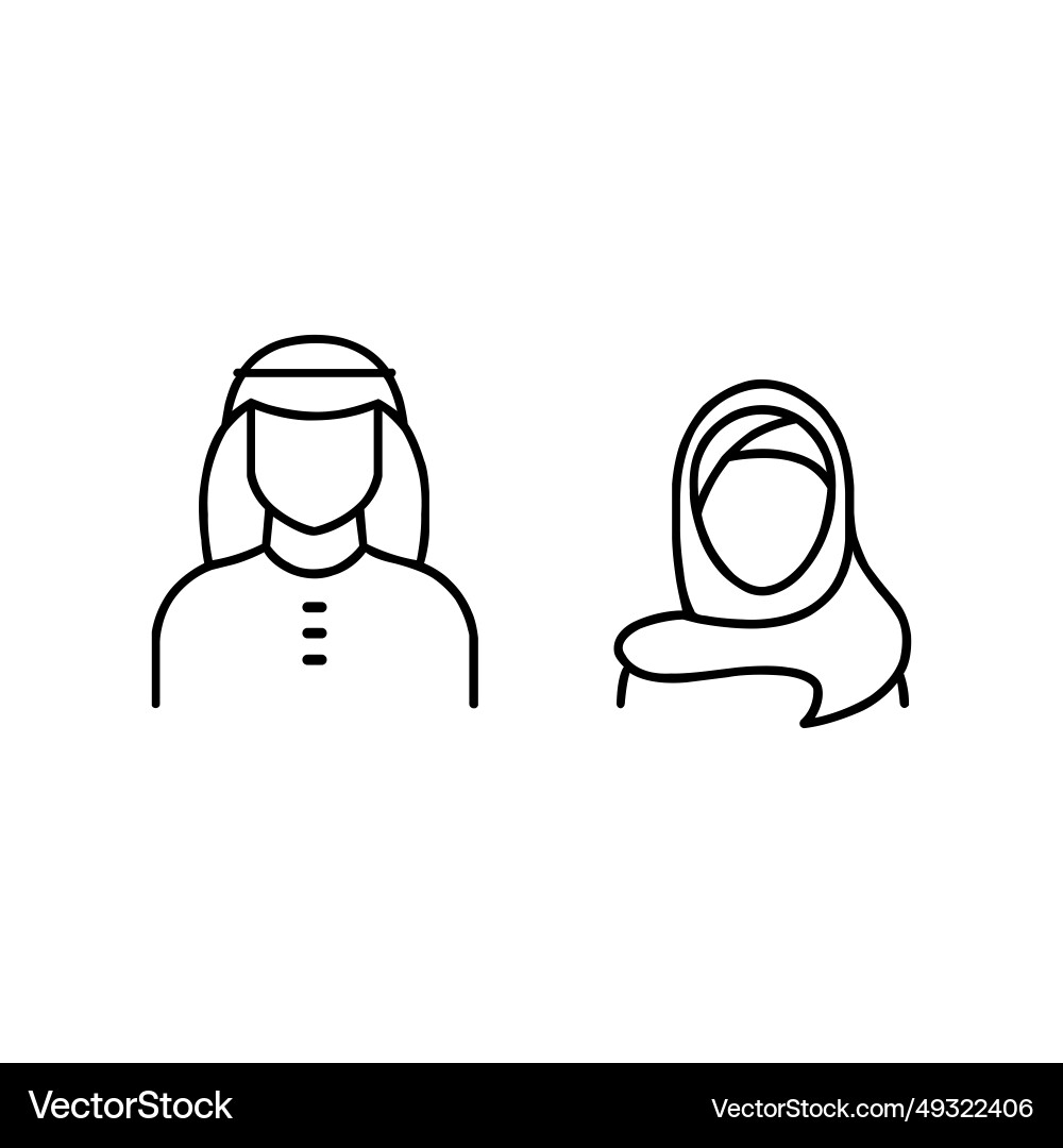 Black saudi people line art icon Royalty Free Vector Image