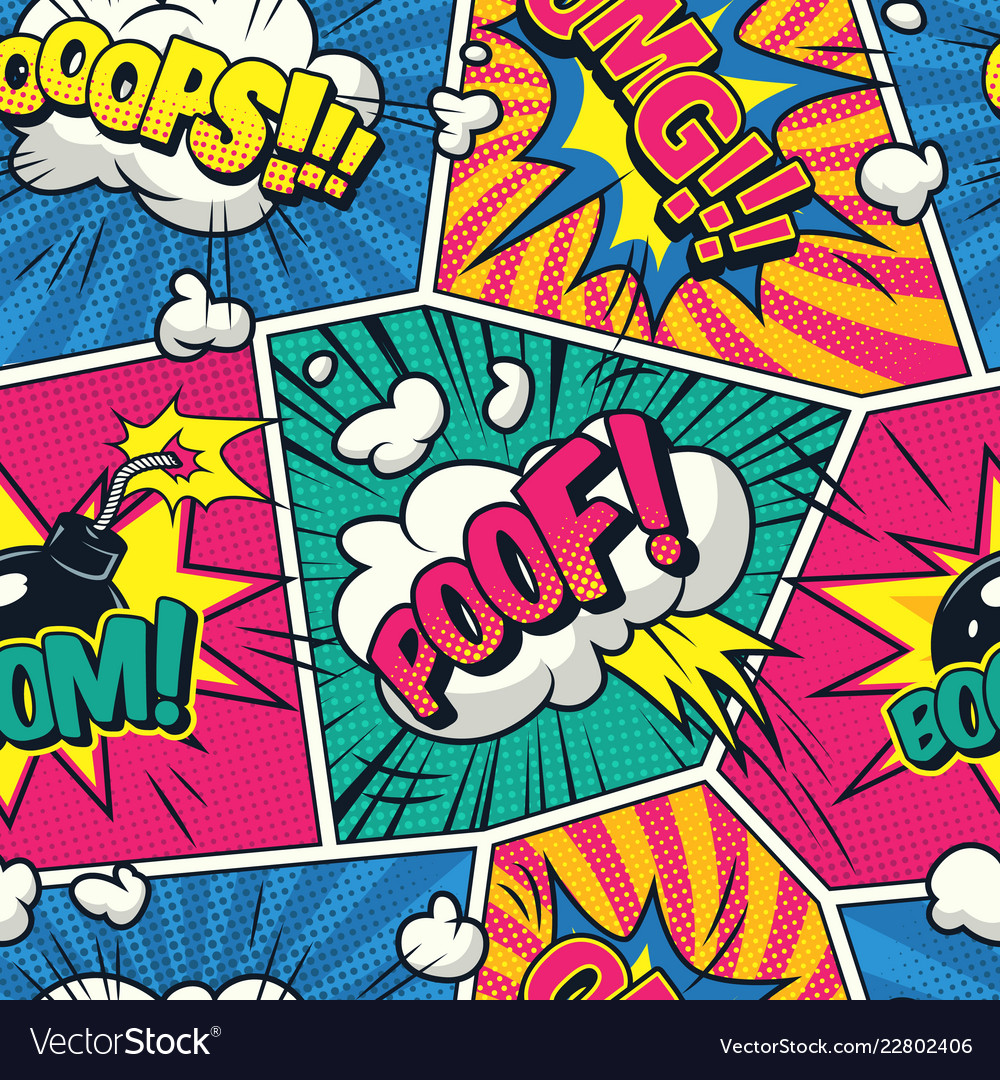 Comic colorful seamless pattern Royalty Free Vector Image