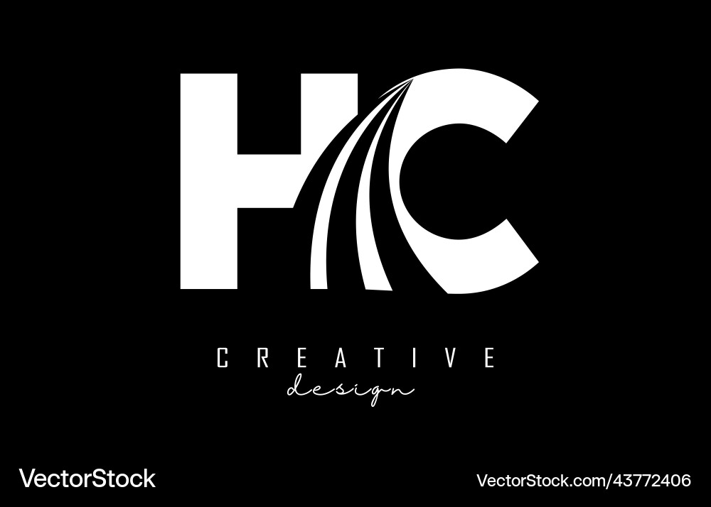 Creative white letters hc h c logo with leading Vector Image