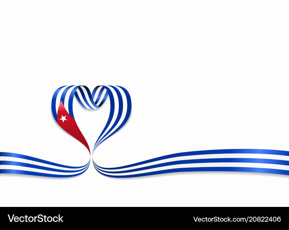 Cuban flag heart-shaped ribbon Royalty Free Vector Image