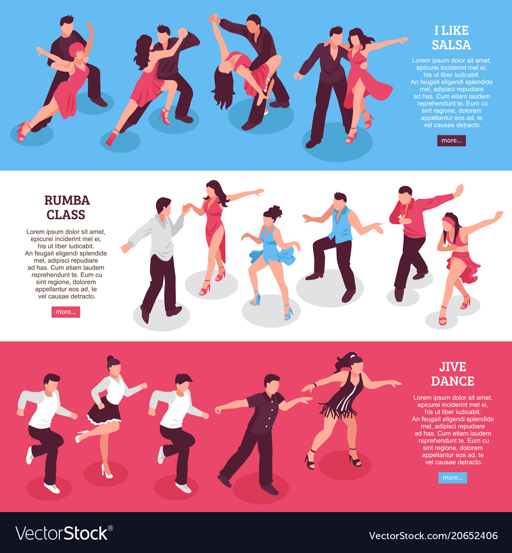 Dance horizontal isometric banners Royalty Free Vector Image Dance horizontal isometric banners Royalty Free Vector Image