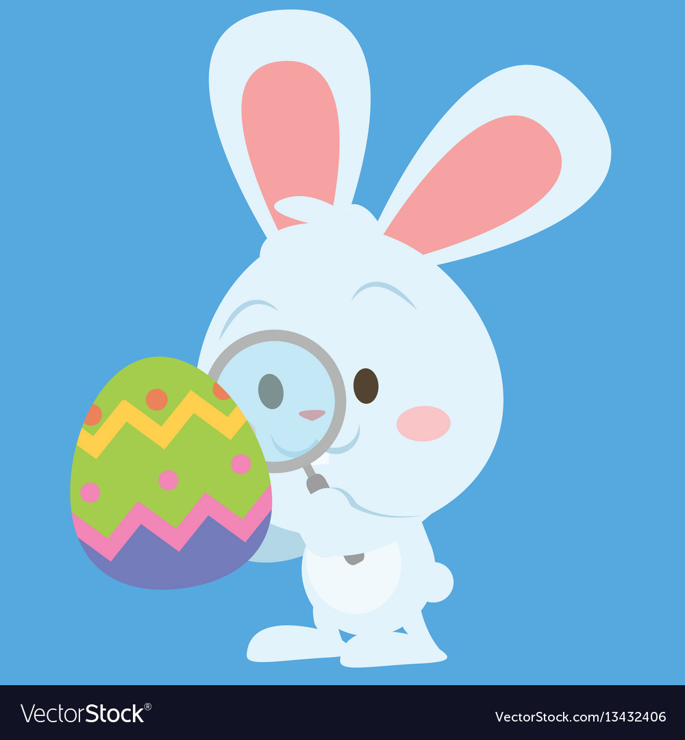 Easter bunny with magnifying collection Royalty Free Vector