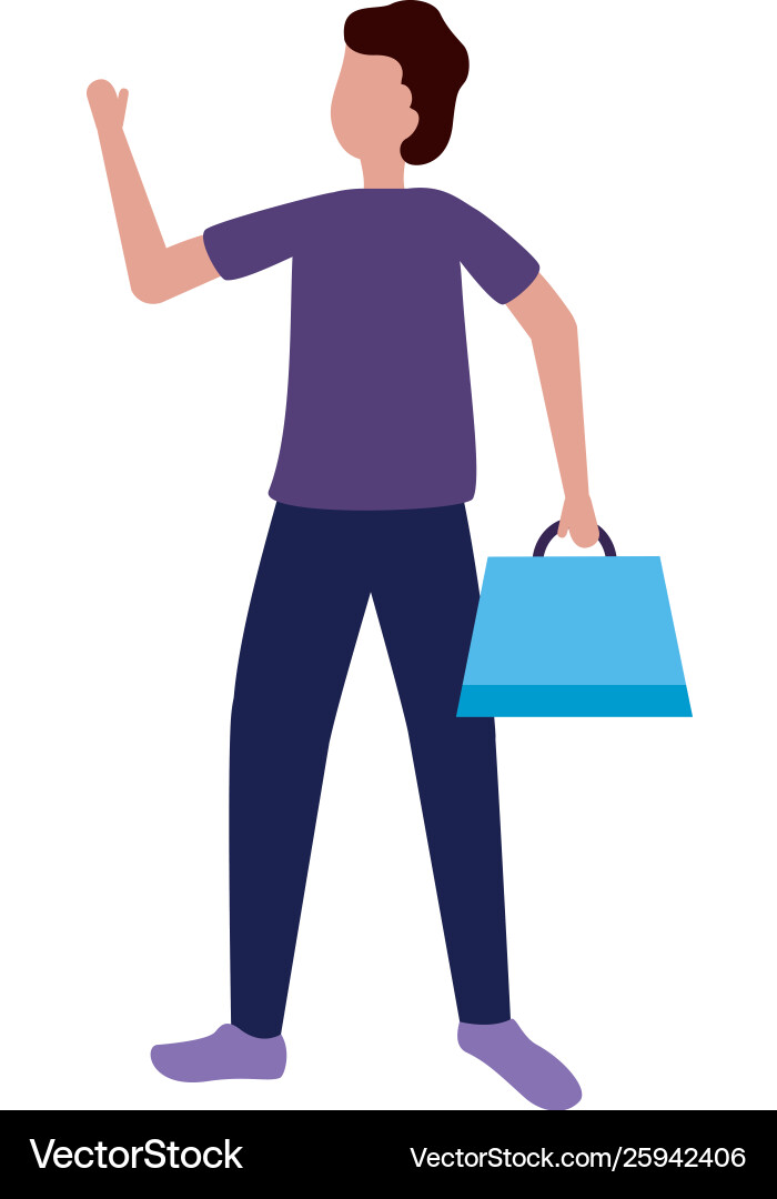 Man character shopping bags Royalty Free Vector Image