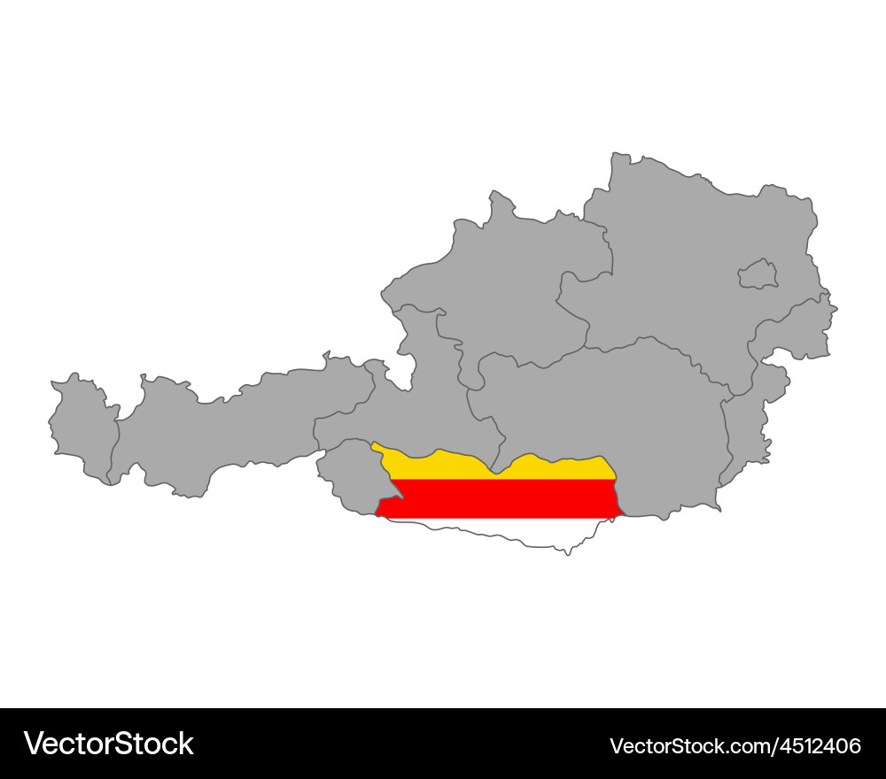 Map of austria with flag carinthia Royalty Free Vector Image