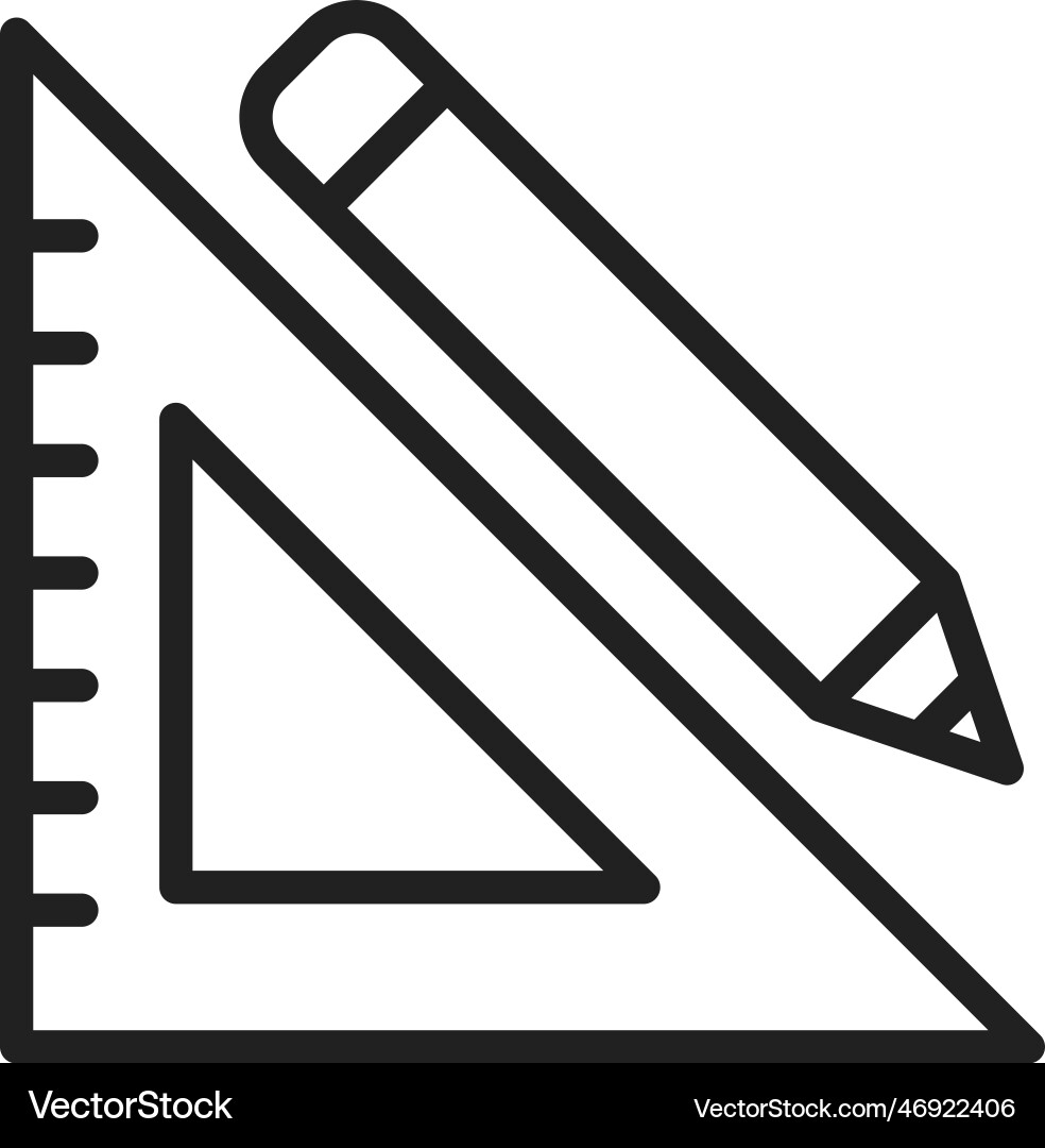 Pencil and set square icon image suitable Vector Image