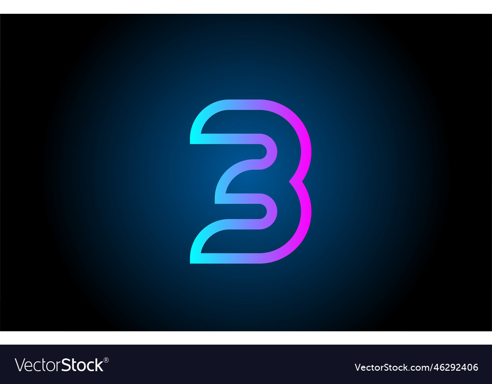 Pink line 3 number logo icon design creative Vector Image