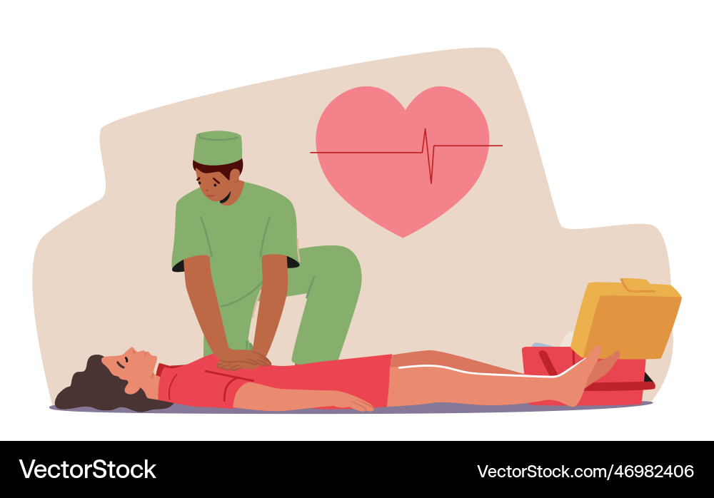 Rescuer character doing resuscitation chest Vector Image