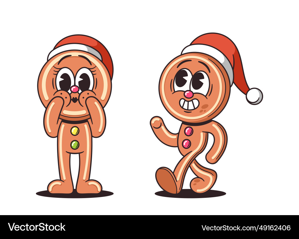Retro-style christmas gingerbread man character Vector Image