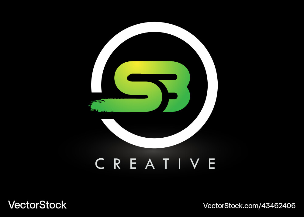 Sb green white brush letter logo design creative Vector Image