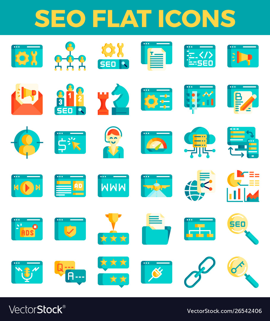Seo search engine optimization flat icons Vector Image