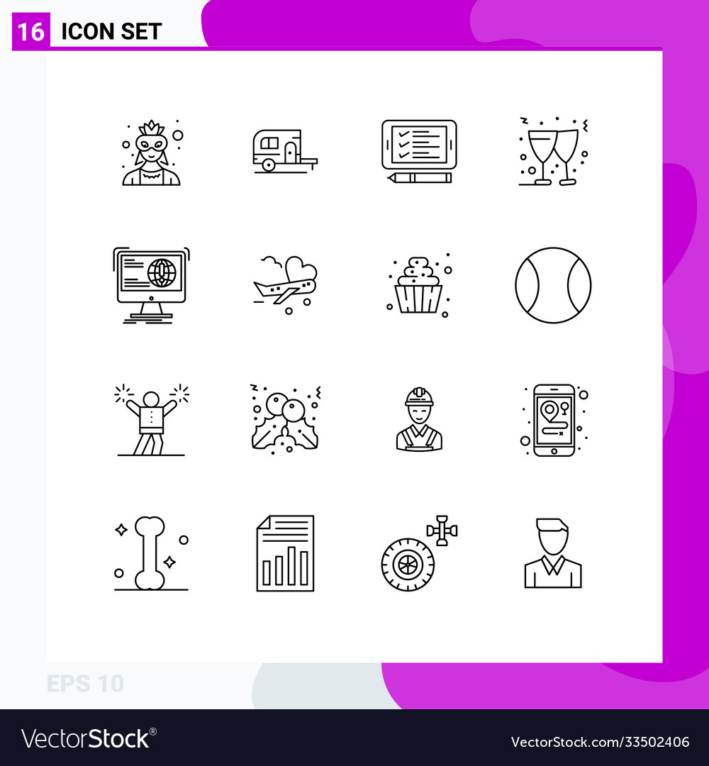 Set 16 modern ui icons symbols signs Royalty Free Vector