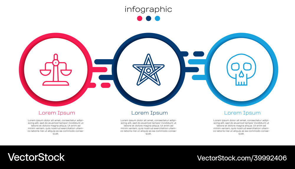 Set line libra zodiac pentagram and skull Vector Image