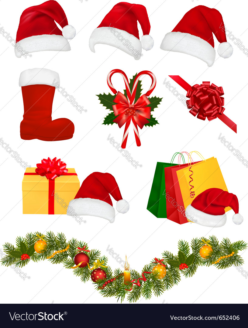 Set of christmas objects Royalty Free Vector Image