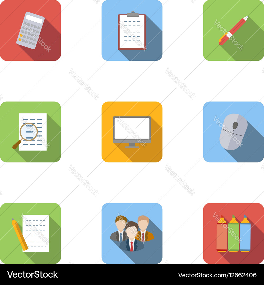 Staffing agency icons set flat style Royalty Free Vector