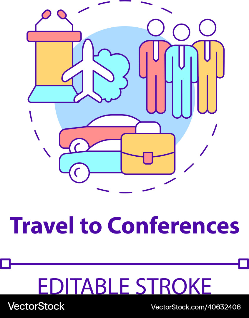 Travel to conferences concept icon Royalty Free Vector Image
