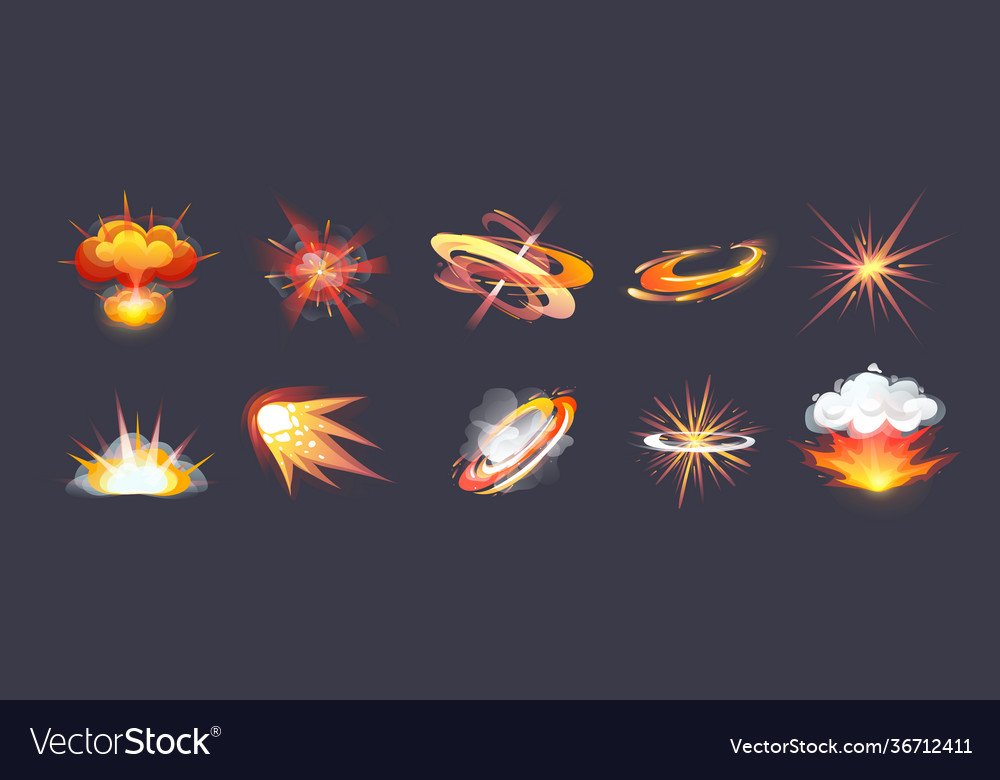 Animation for game comic explosion effect frames Vector Image