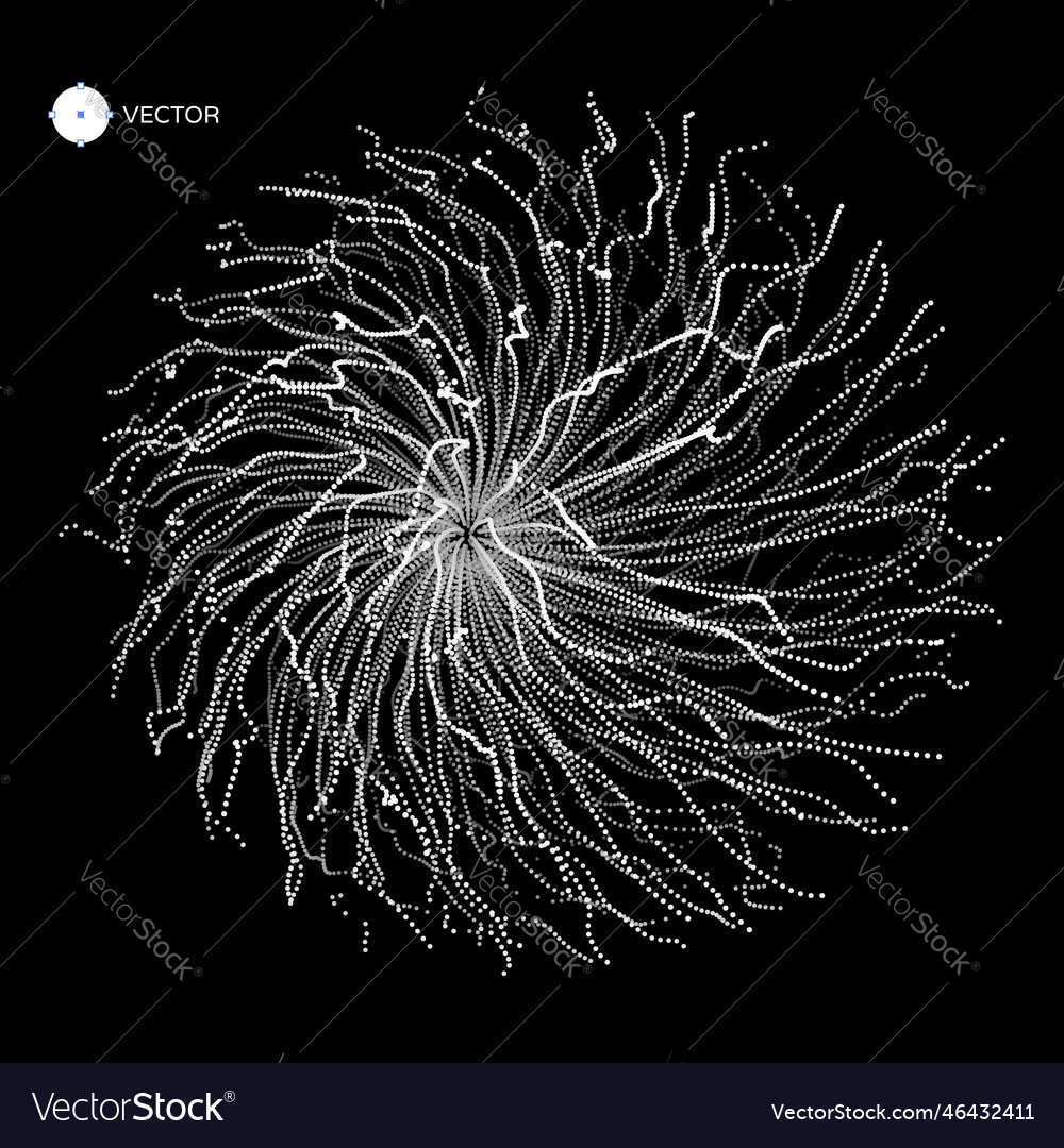 Array with dynamic particles 3d futuristic Vector Image