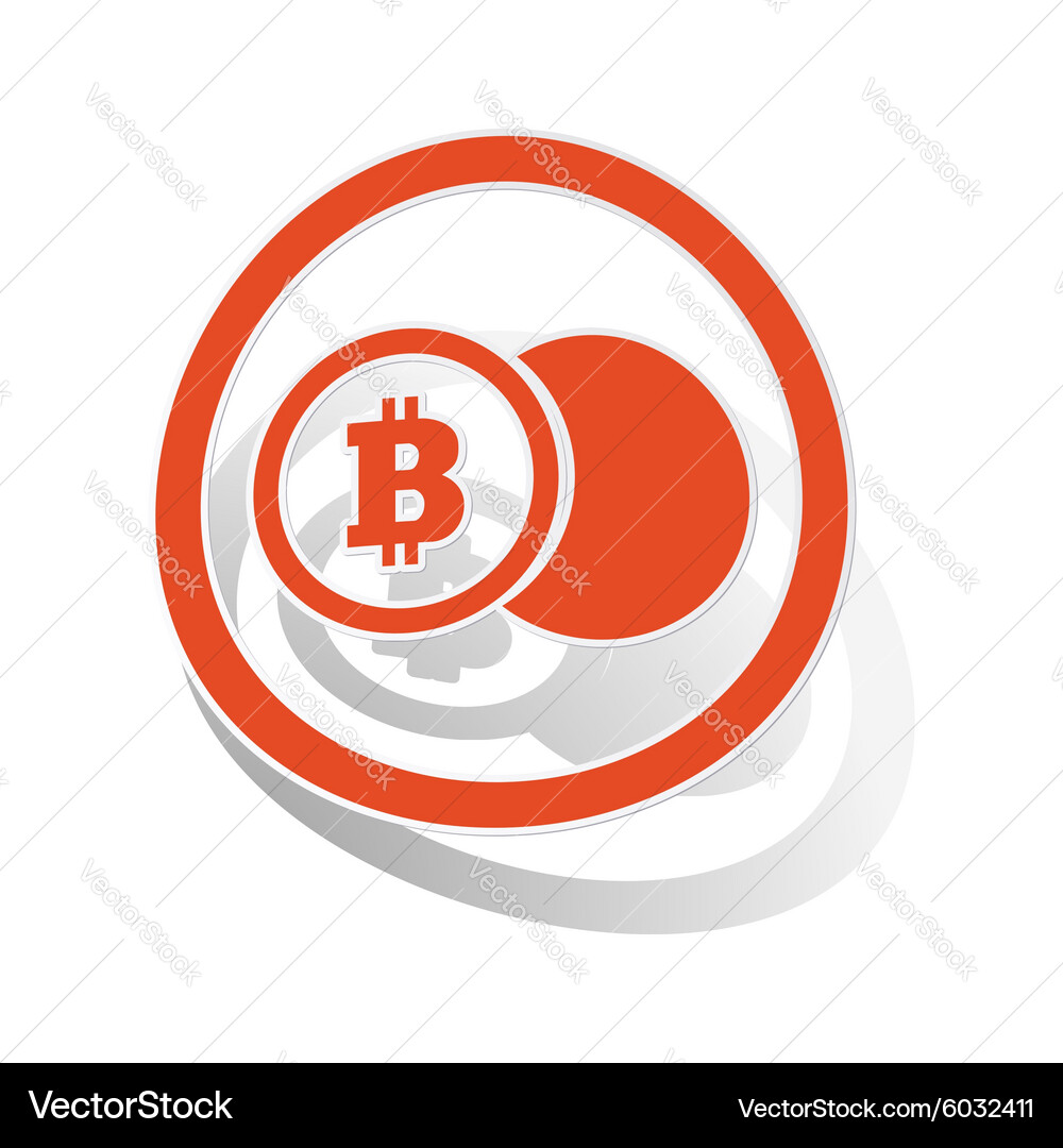 Bitcoin coin sign sticker orange Royalty Free Vector Image