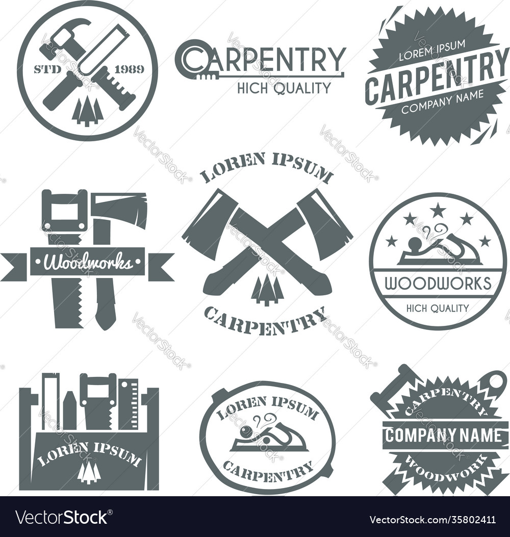 Carpentry label set Royalty Free Vector Image - VectorStock