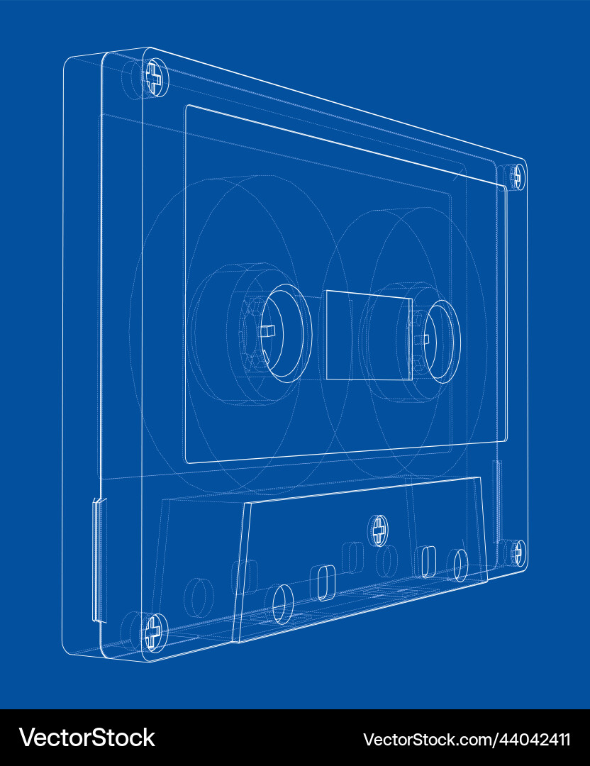 Cassette tape rendering of 3d Royalty Free Vector Image