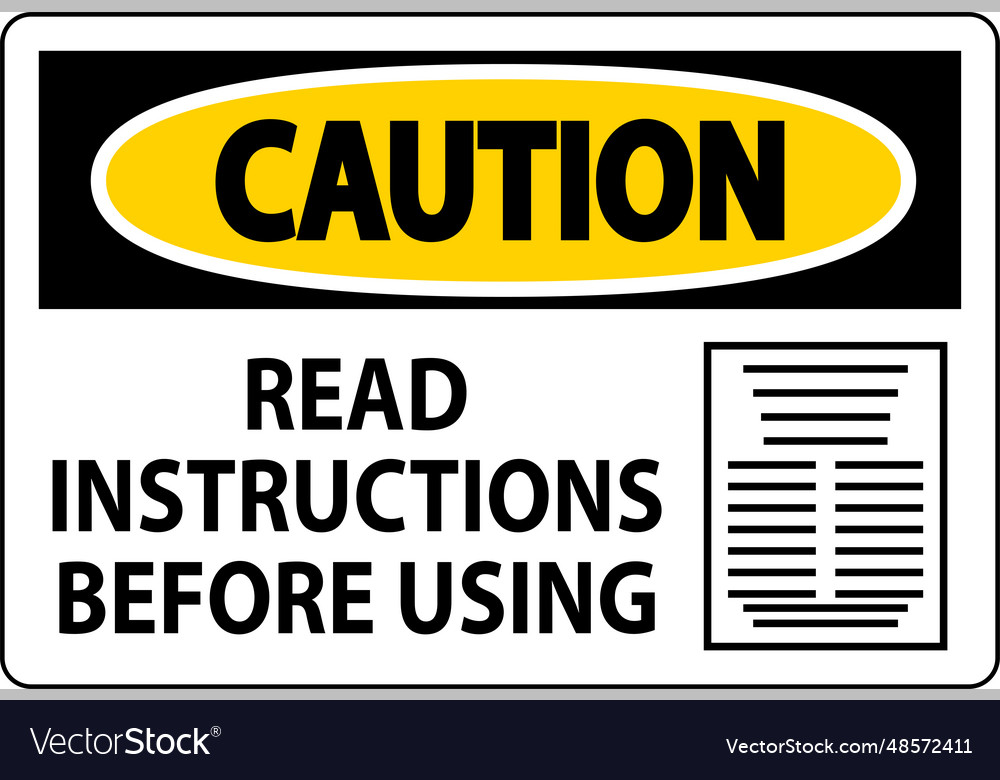 Caution machine sign read instructions before Vector Image