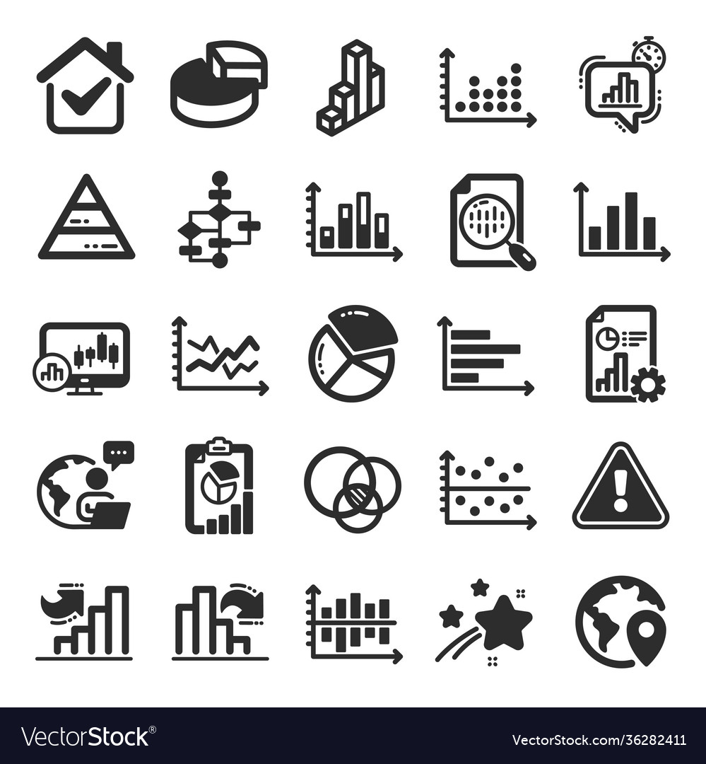 Charts and diagrams icons set 3d chart block Vector Image
