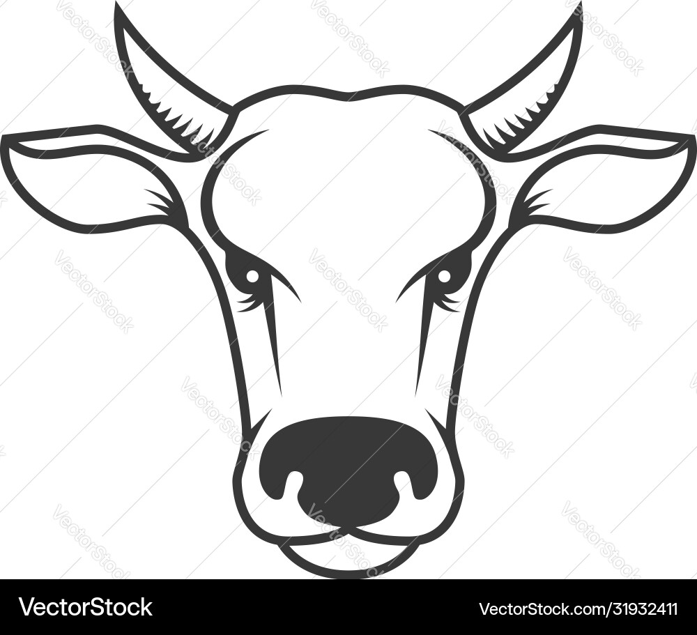 Cow head design element for poster label sign Vector Image