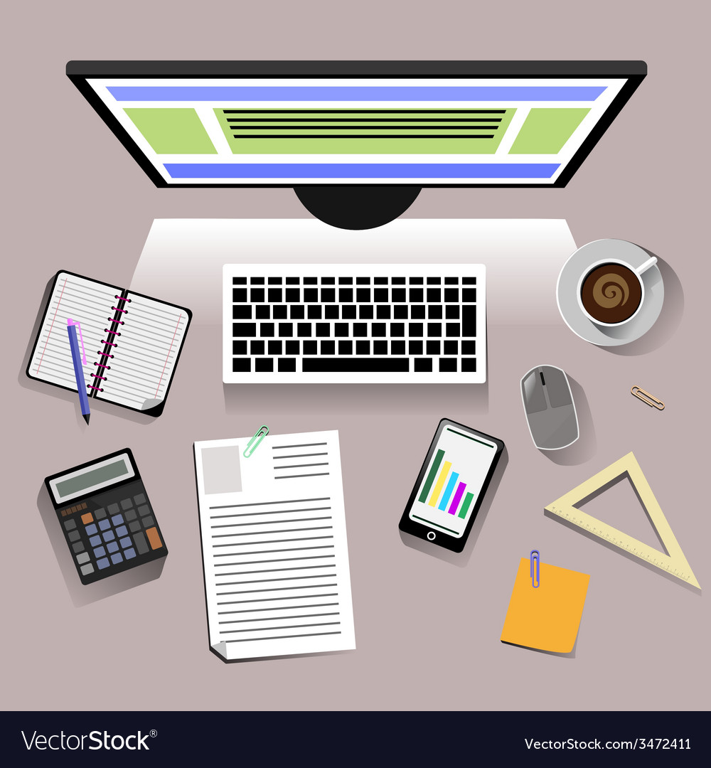 Creative students workplace Royalty Free Vector Image