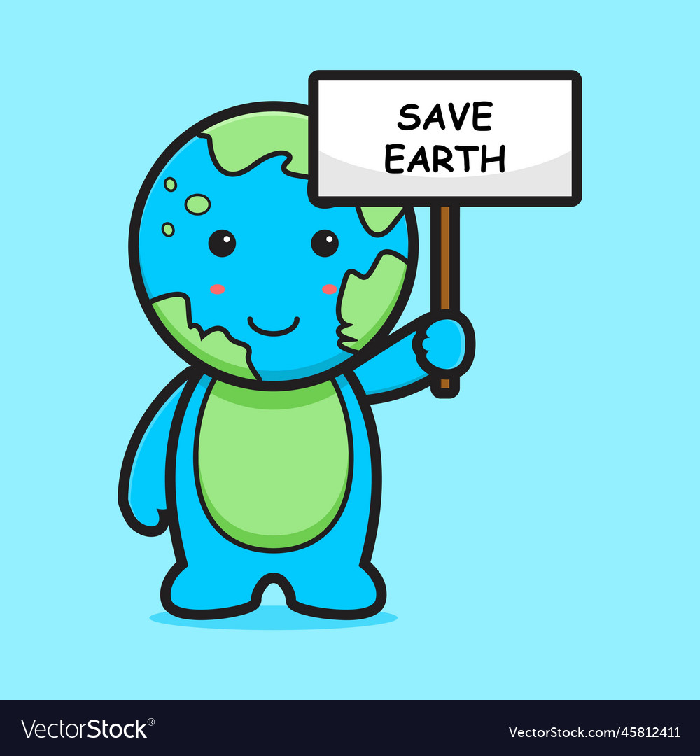 Cute earth mascot character save earth cartoon Vector Image