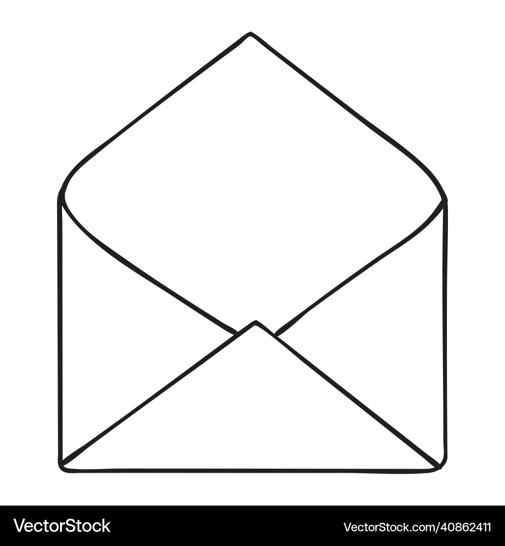 Envelope cartoon and black white hand drawn Vector Image