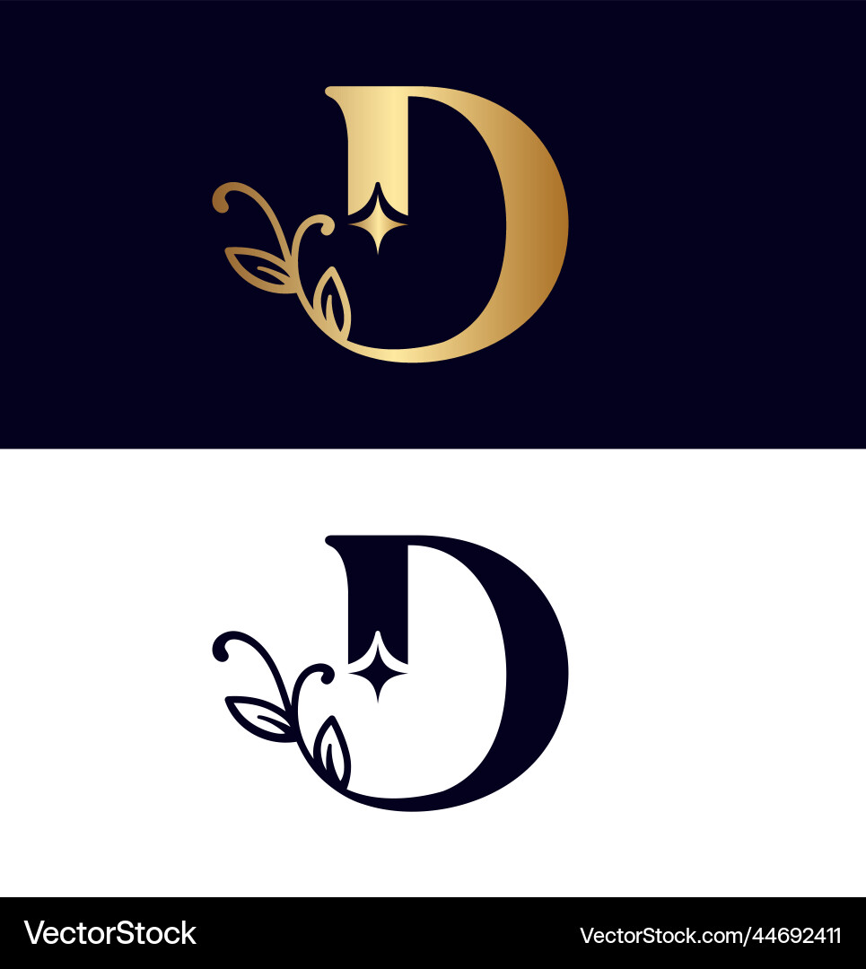 Floral logo d brand design Royalty Free Vector Image