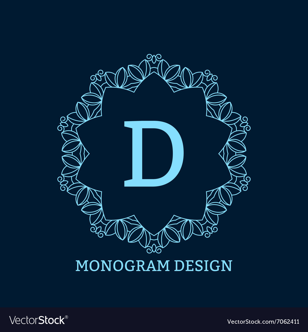 Linear blue monogram Royalty Free Vector Image