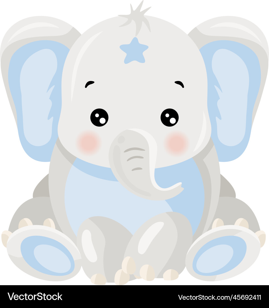 Little baby boy elephant isolated Royalty Free Vector Image