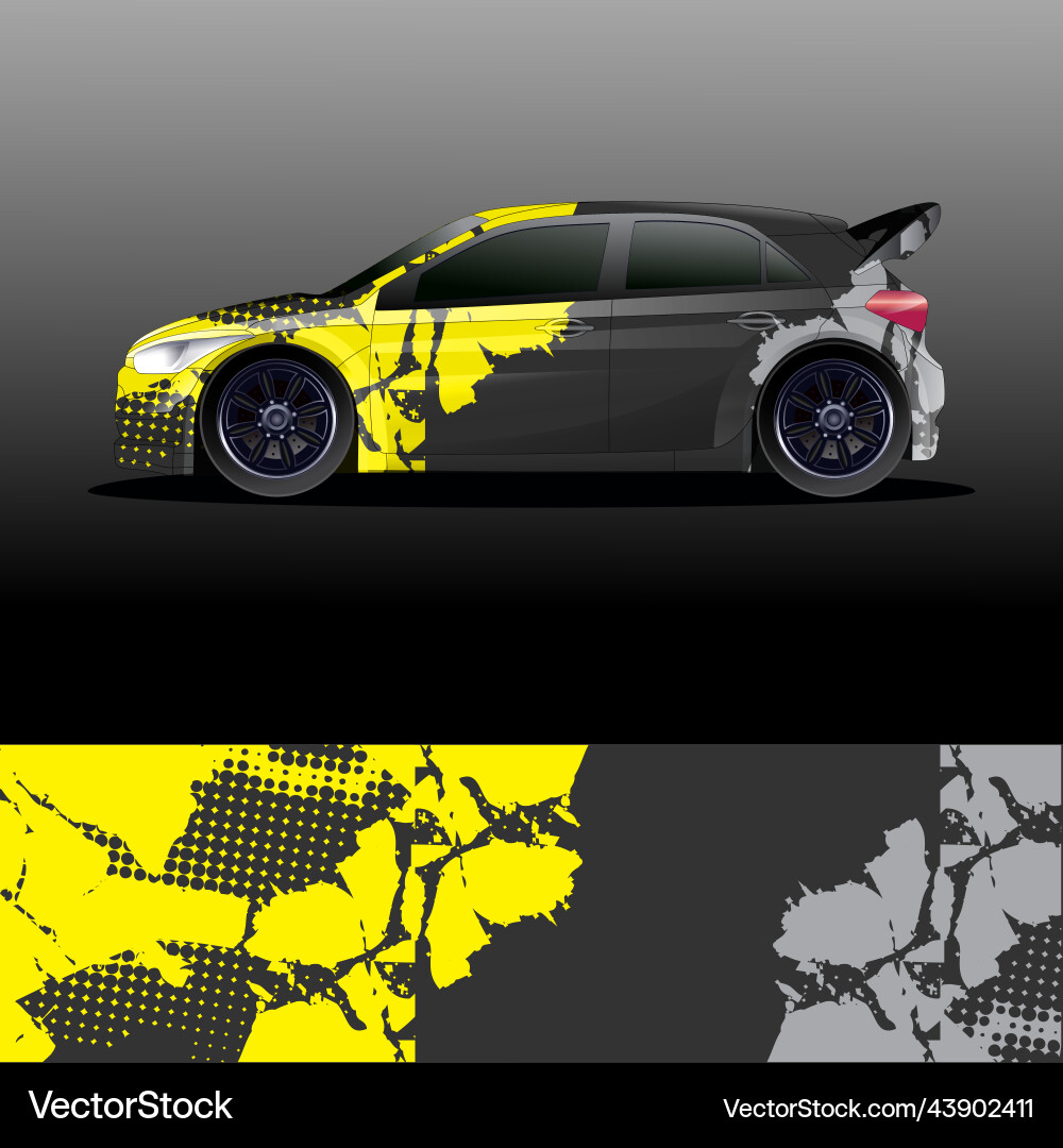 Rally car decal graphic wrap Royalty Free Vector Image