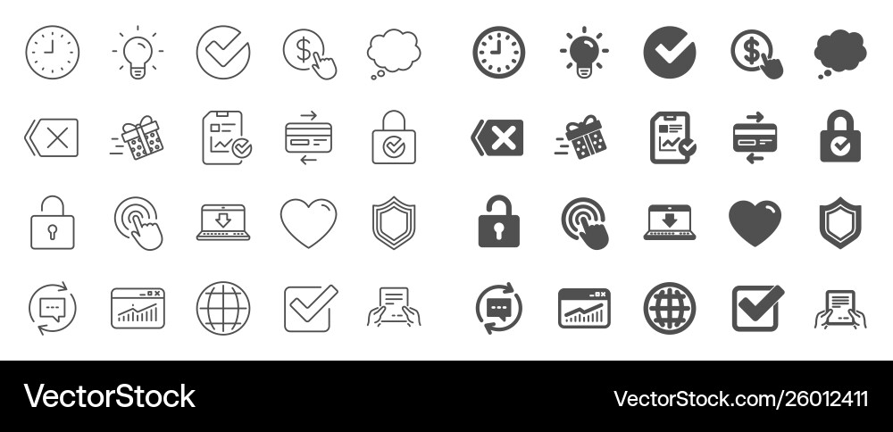 Report time and globe line icons statistics Vector Image