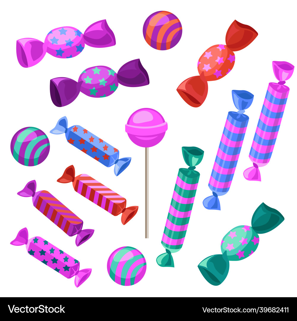 Set of multicolored candies Royalty Free Vector Image