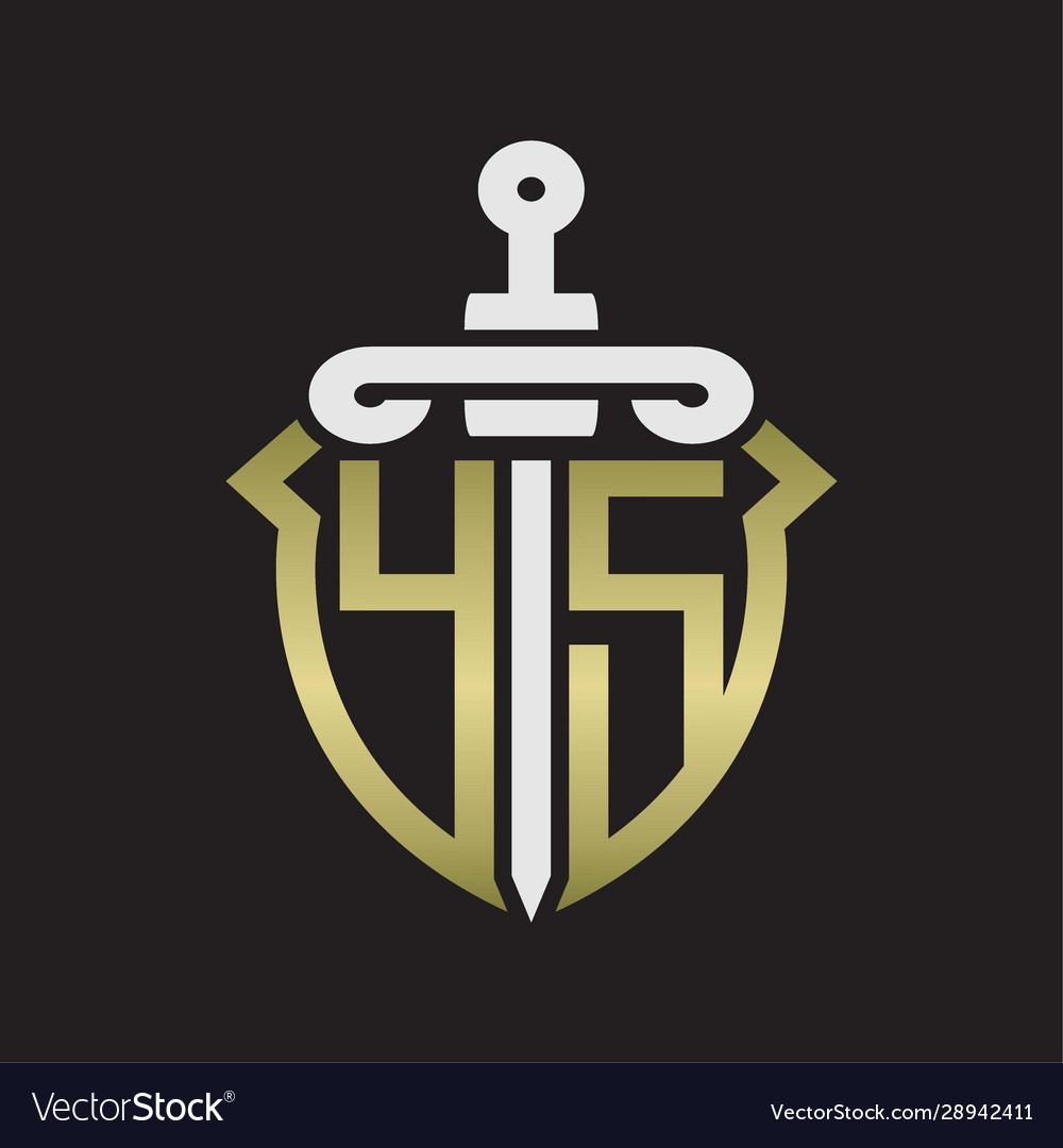 Ys logo monogram with sword and shield Royalty Free Vector