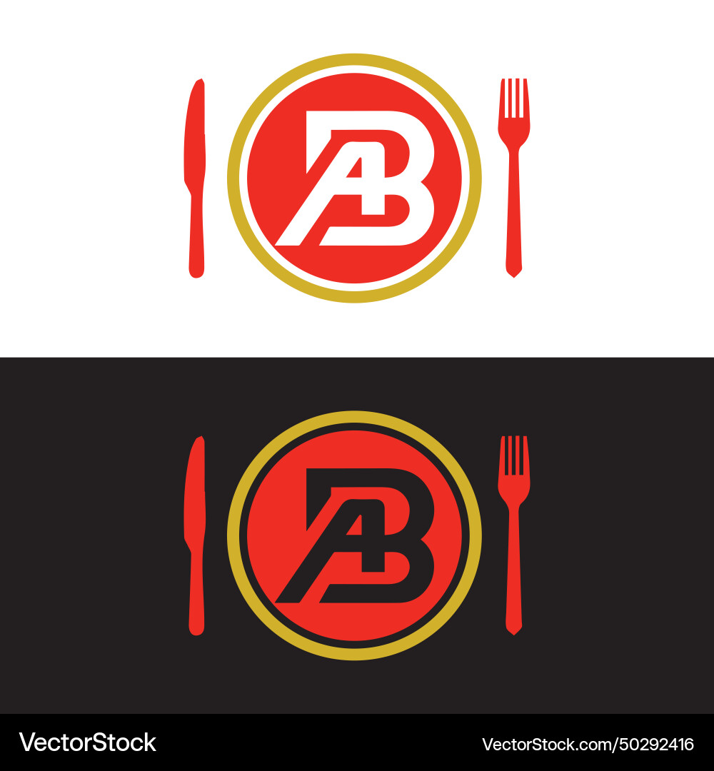 Ab food logo rastaurent logoab Royalty Free Vector Image