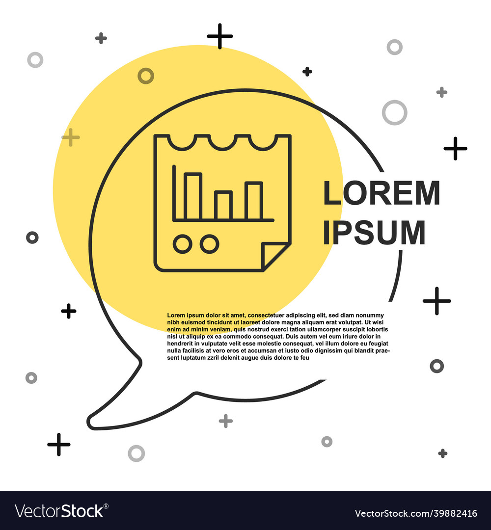 Black line document with graph chart icon isolated