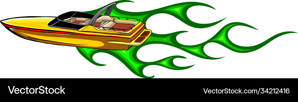 Boat race icon with flames art Royalty Free Vector Image