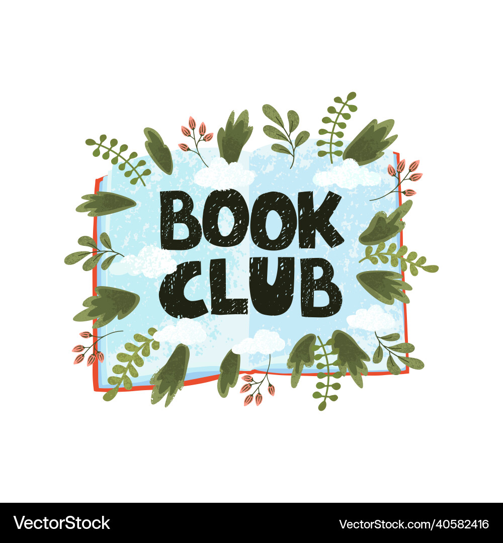 Book club hand drawn lettering Royalty Free Vector Image