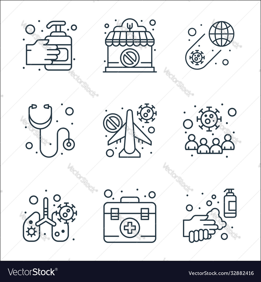 Coronavirus line icons linear set quality line Vector Image