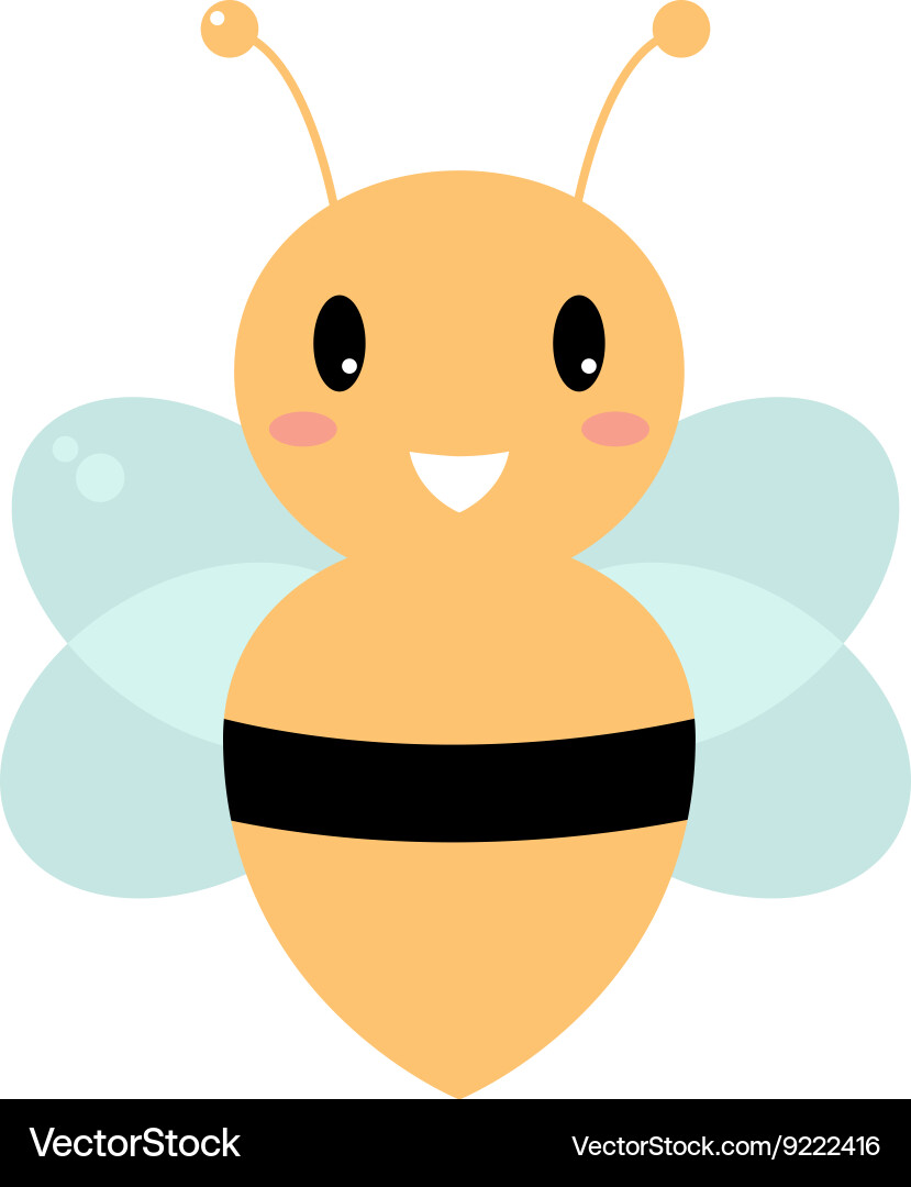 Cute beautiful yellow bee isolated on white Vector Image