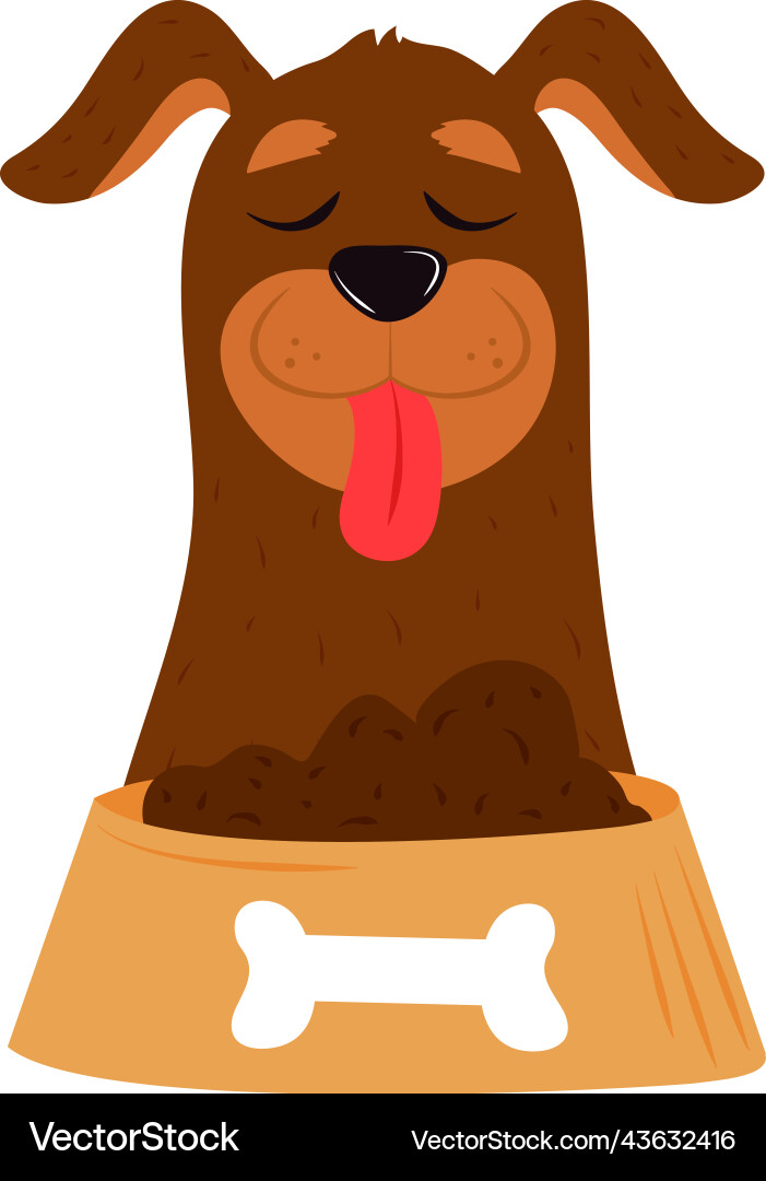 Cute dog plate food Royalty Free Vector Image - VectorStock