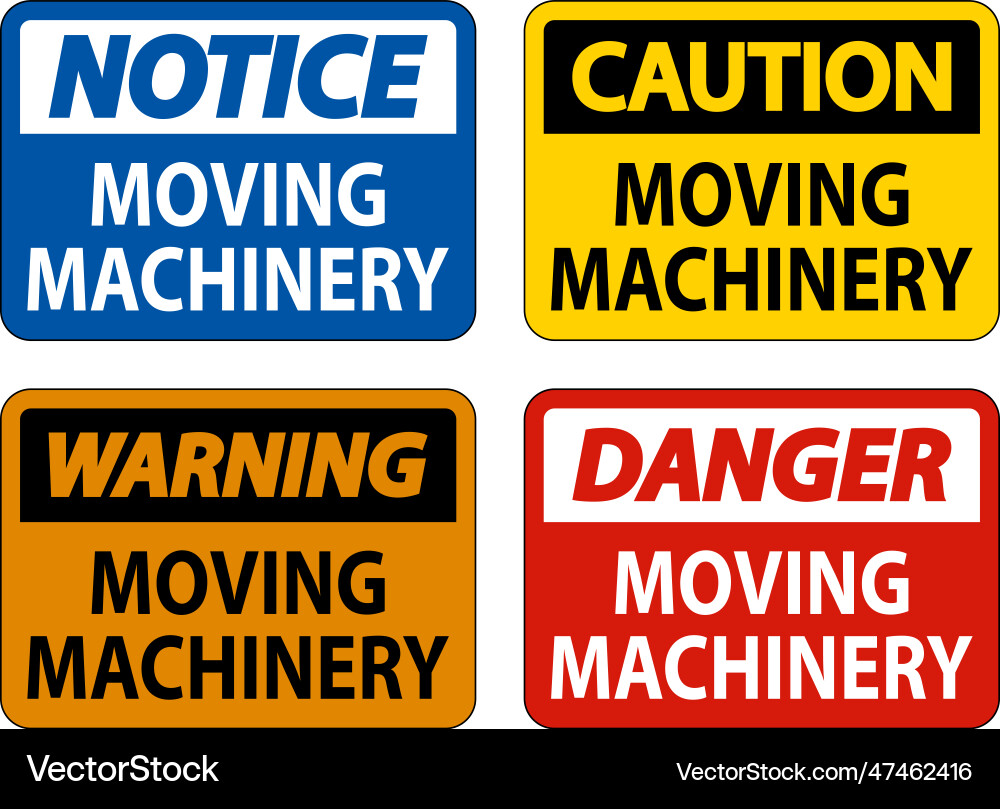 Danger moving machinery sign on white background Vector Image