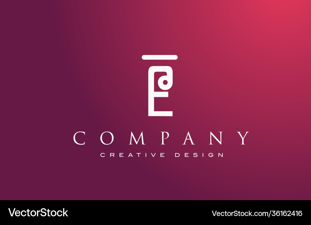 E pink white alphabet letter icon logo design Vector Image