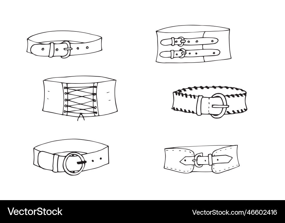 Hand drawn woman belt set Royalty Free Vector Image