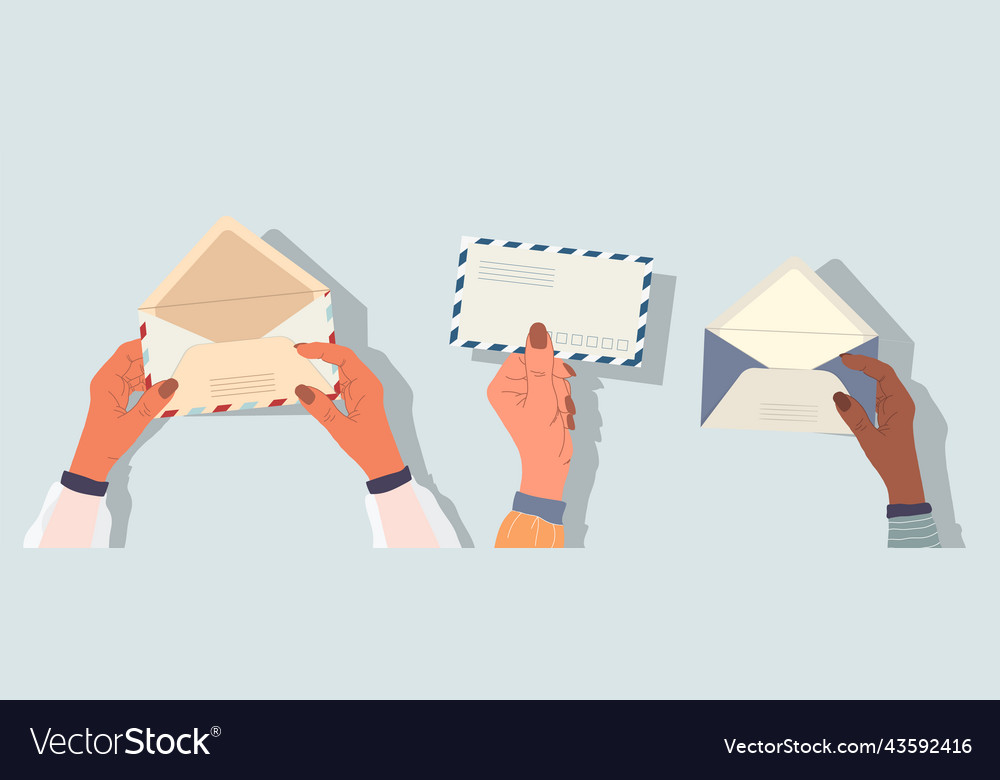 Hands holding envelopes Royalty Free Vector Image Hands holding envelopes Royalty Free Vector Image