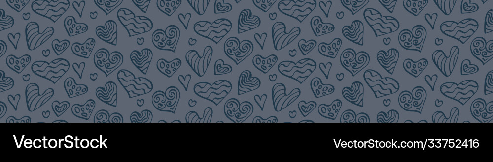 Heart shapes in seamless horizontal border Vector Image