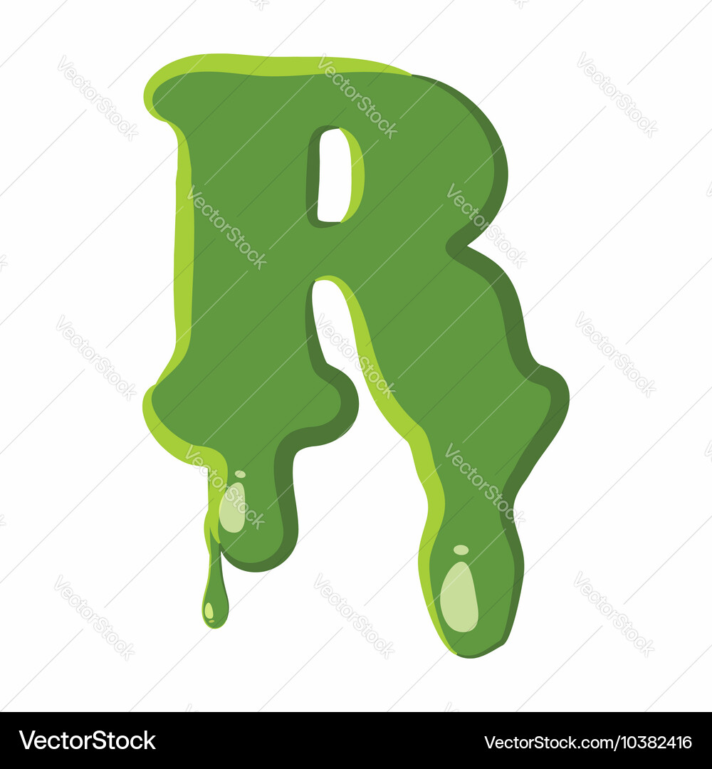 Letter r made green slime Royalty Free Vector Image